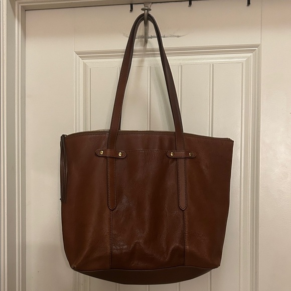 Fossil | Bags | Fossil Elegant Brown Leather Tote Bag | Poshmark